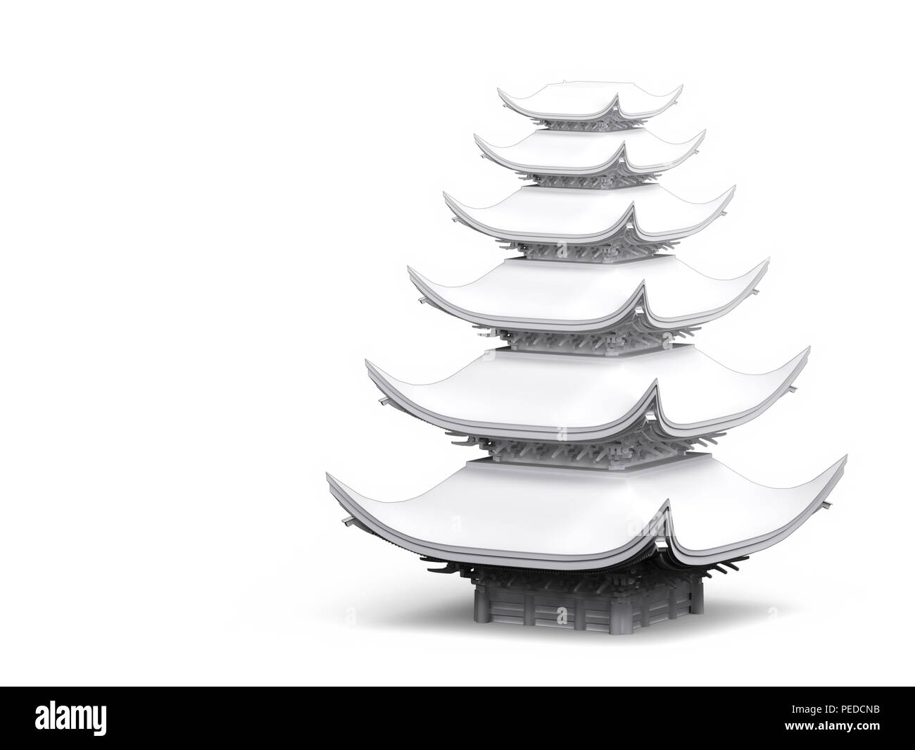 Japanese temple in white material on white background Stock Photo - Alamy