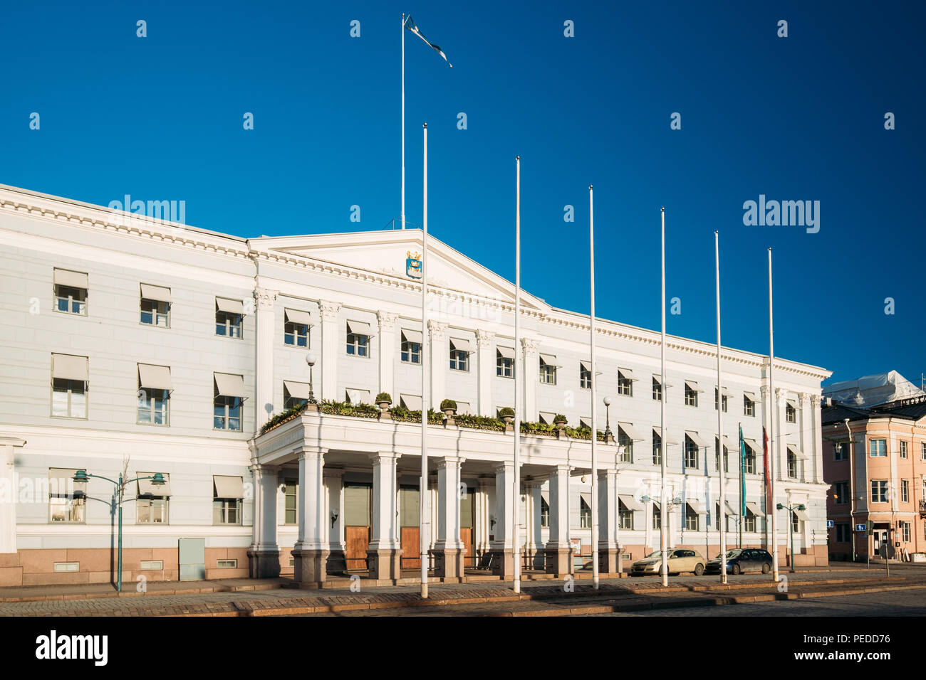 Helsinki, Finland. View Of Helsinki City Hall In Winter Sunny Day Stock ...