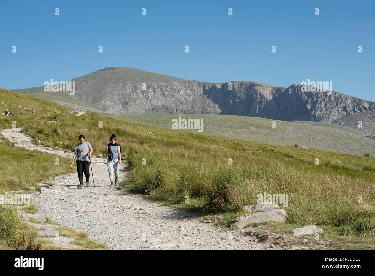 Walkers on the Llanberis Path heading for the summit of Snowdon Stock ...