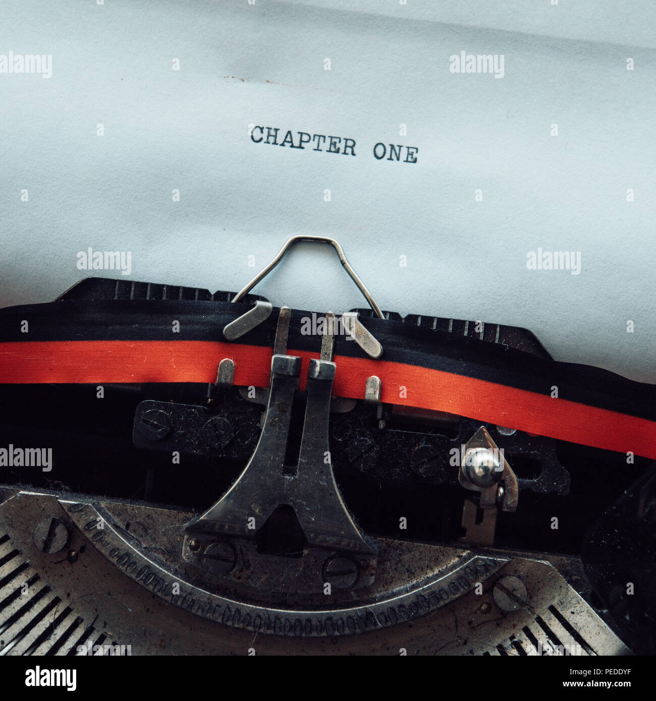 Vintage typewriter chapter one concept, close up Stock Photo - Alamy
