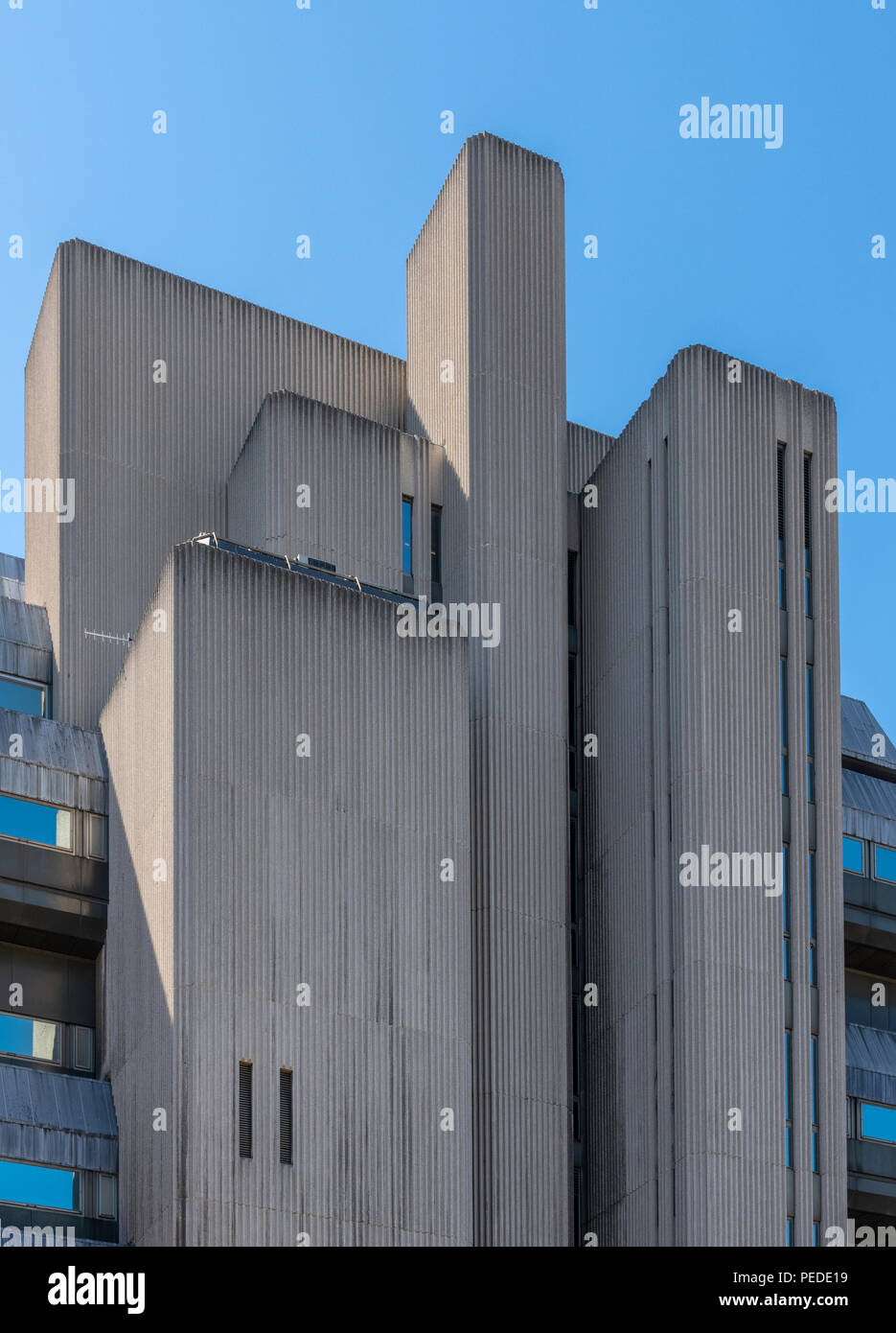 Brutalist concrete Sampson House, next to Blackfriar's Bridge on the ...
