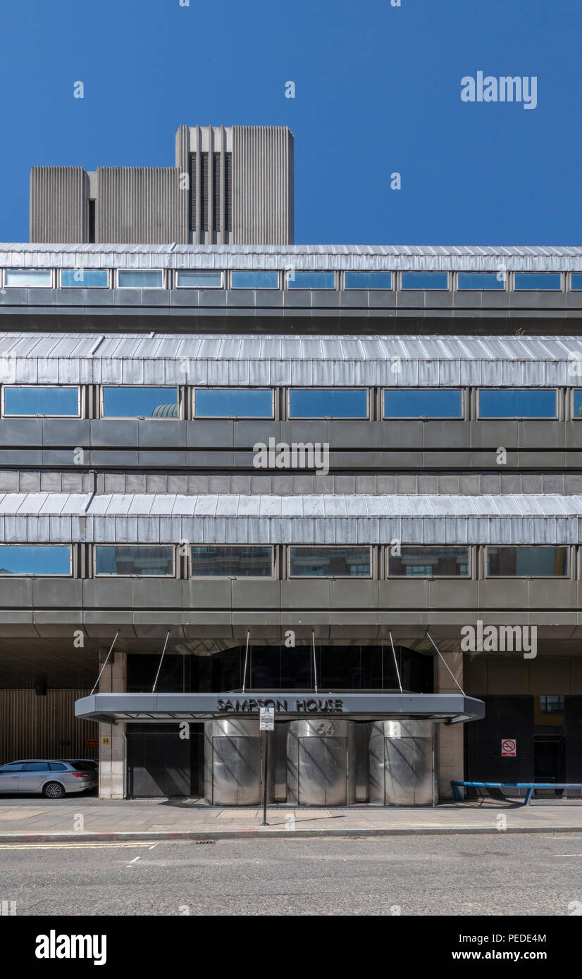 Brutalist concrete Sampson House, next to Blackfriar's Bridge on the ...