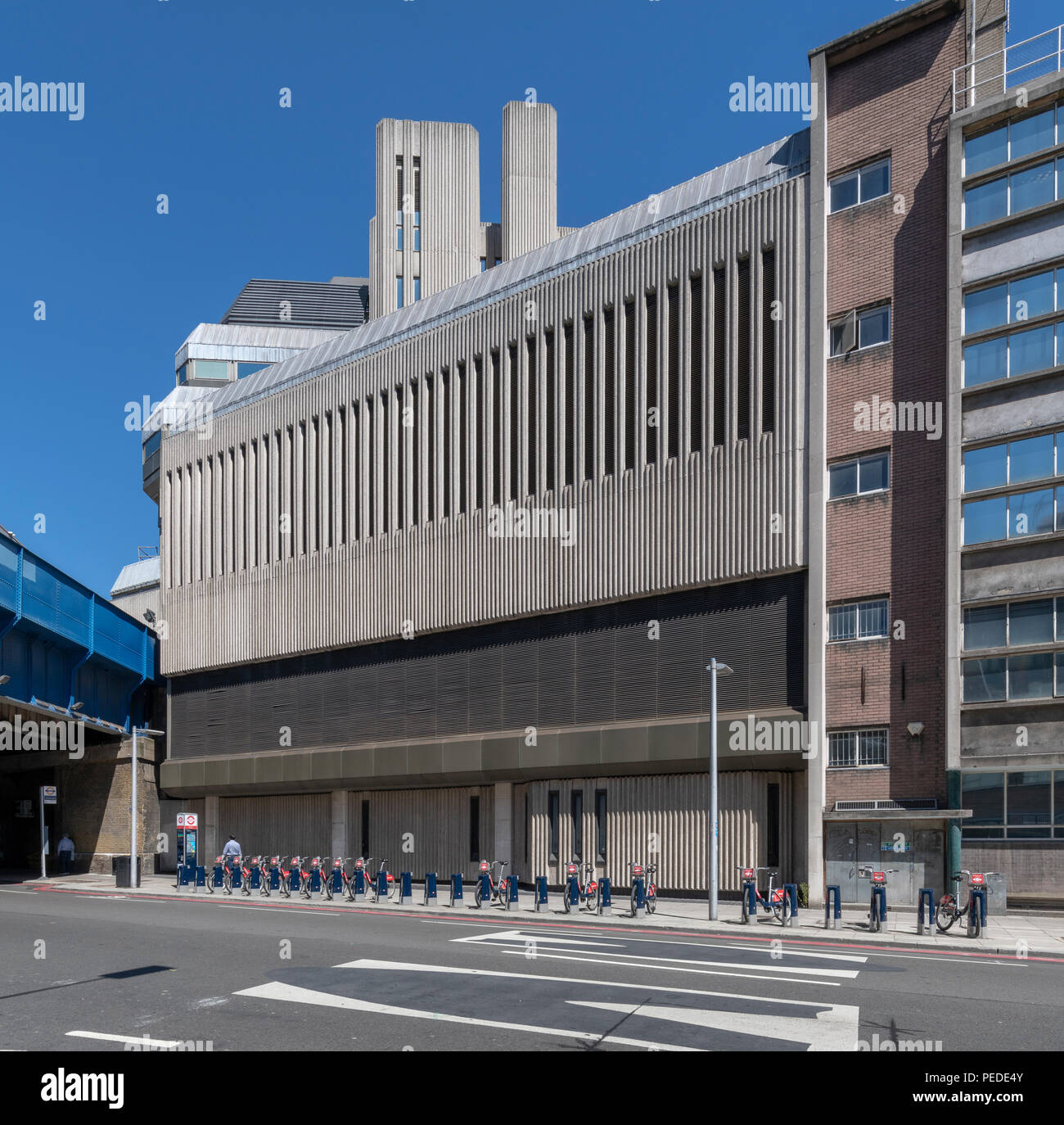 Brutalist concrete Sampson House, next to Blackfriar's Bridge on the ...