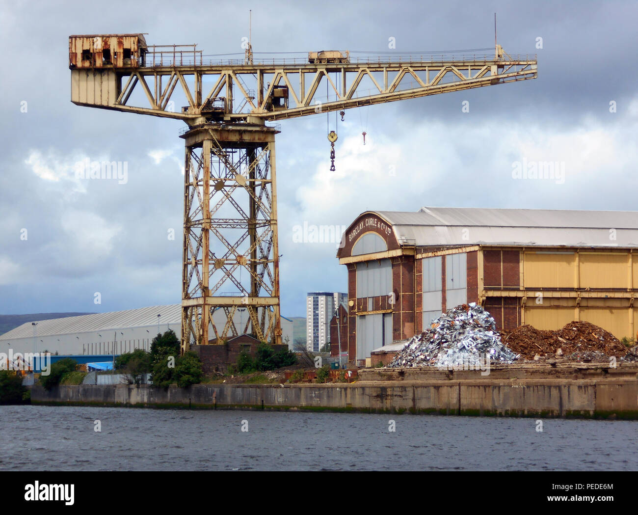 The huge cantilever crane stands over the Barclay Curle shipbuilding ...