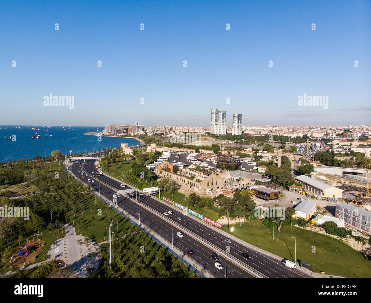 Aerial Drone View of Istanbul Seaside Yenikapi Florya Bakirkoy in ...