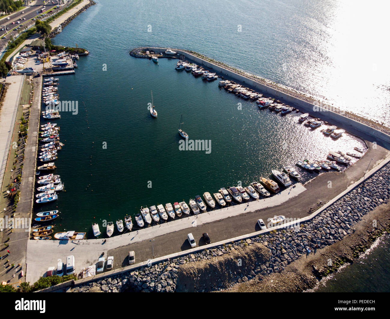 Aerial Drone View of Marina Pier in Yenikapi Bakirkoy / Istanbul ...