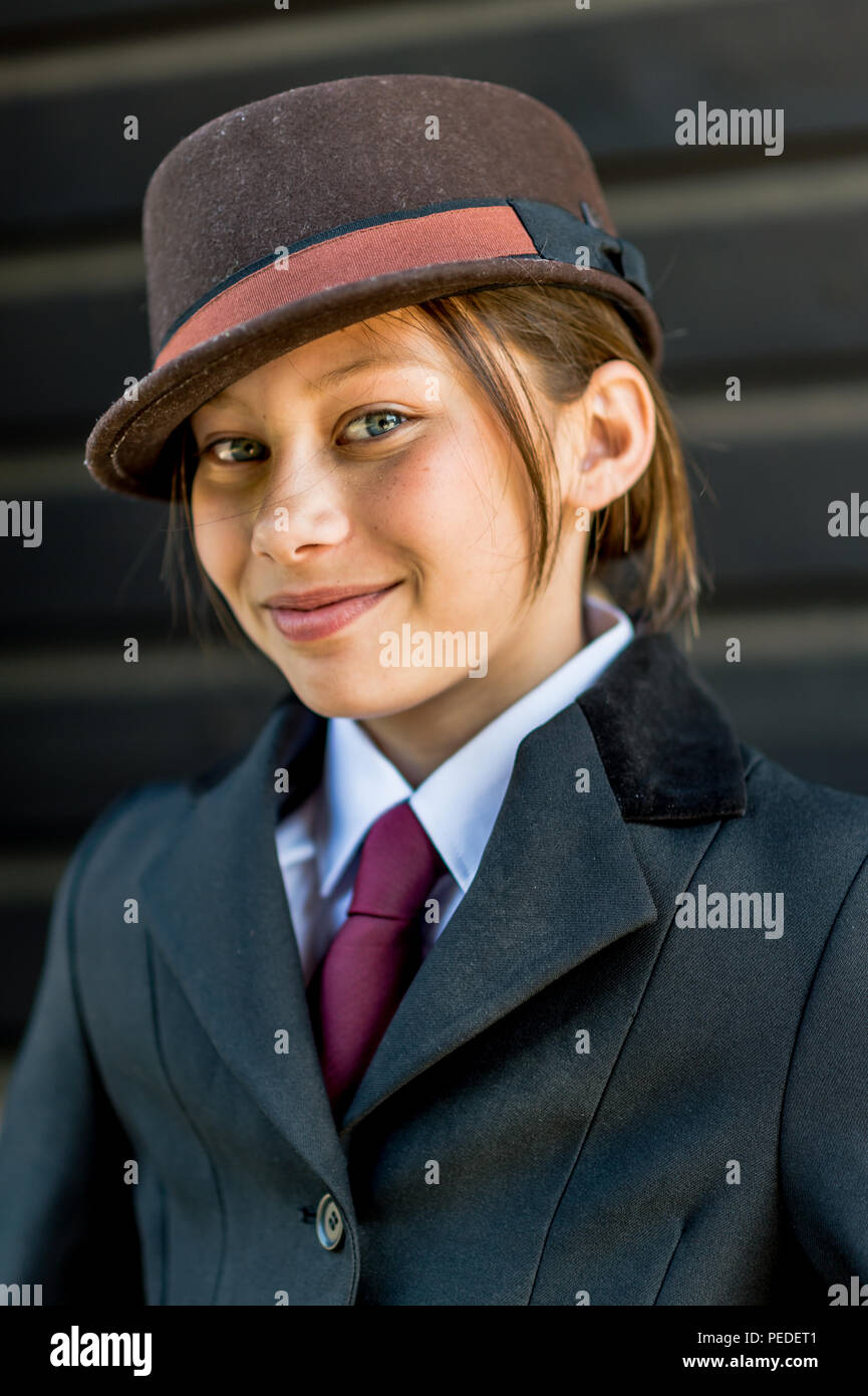 Beautiful child model Bailey works through different looks on a shoot ...