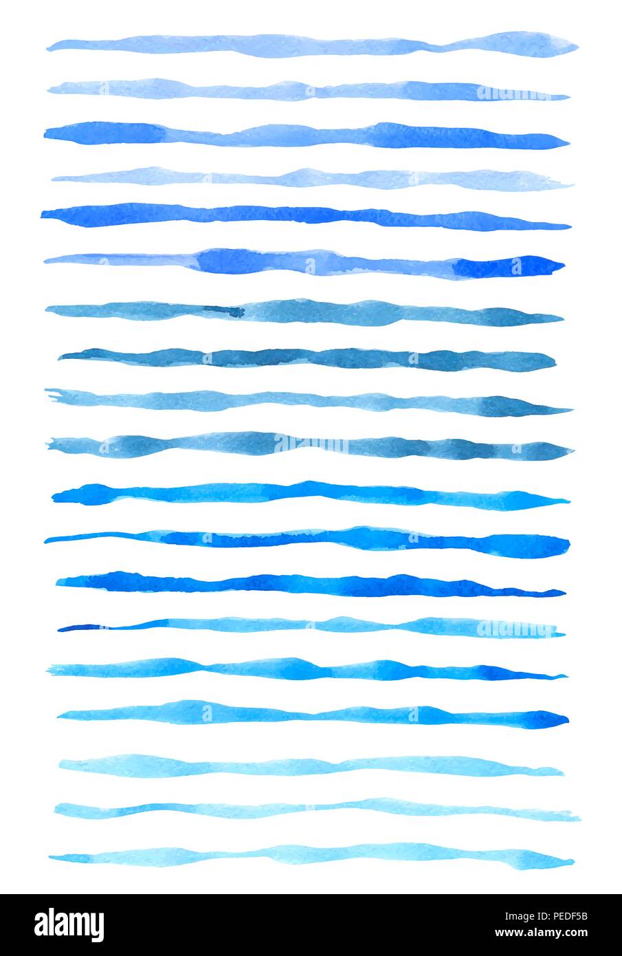 Set of vector blue watercolor lines isolated on a white background ...