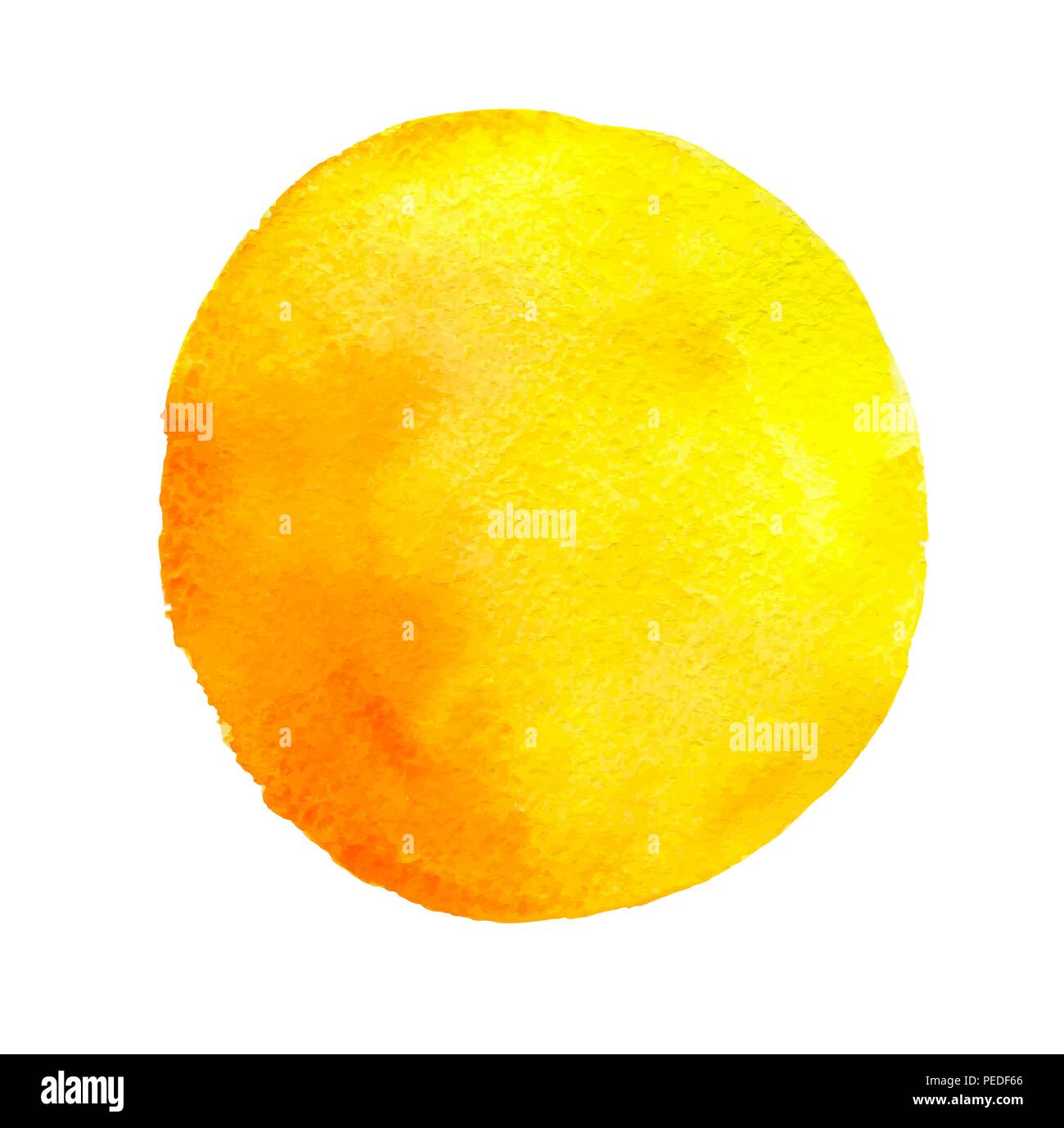 Abstract yellow round watercolor blob on a white background for design ...