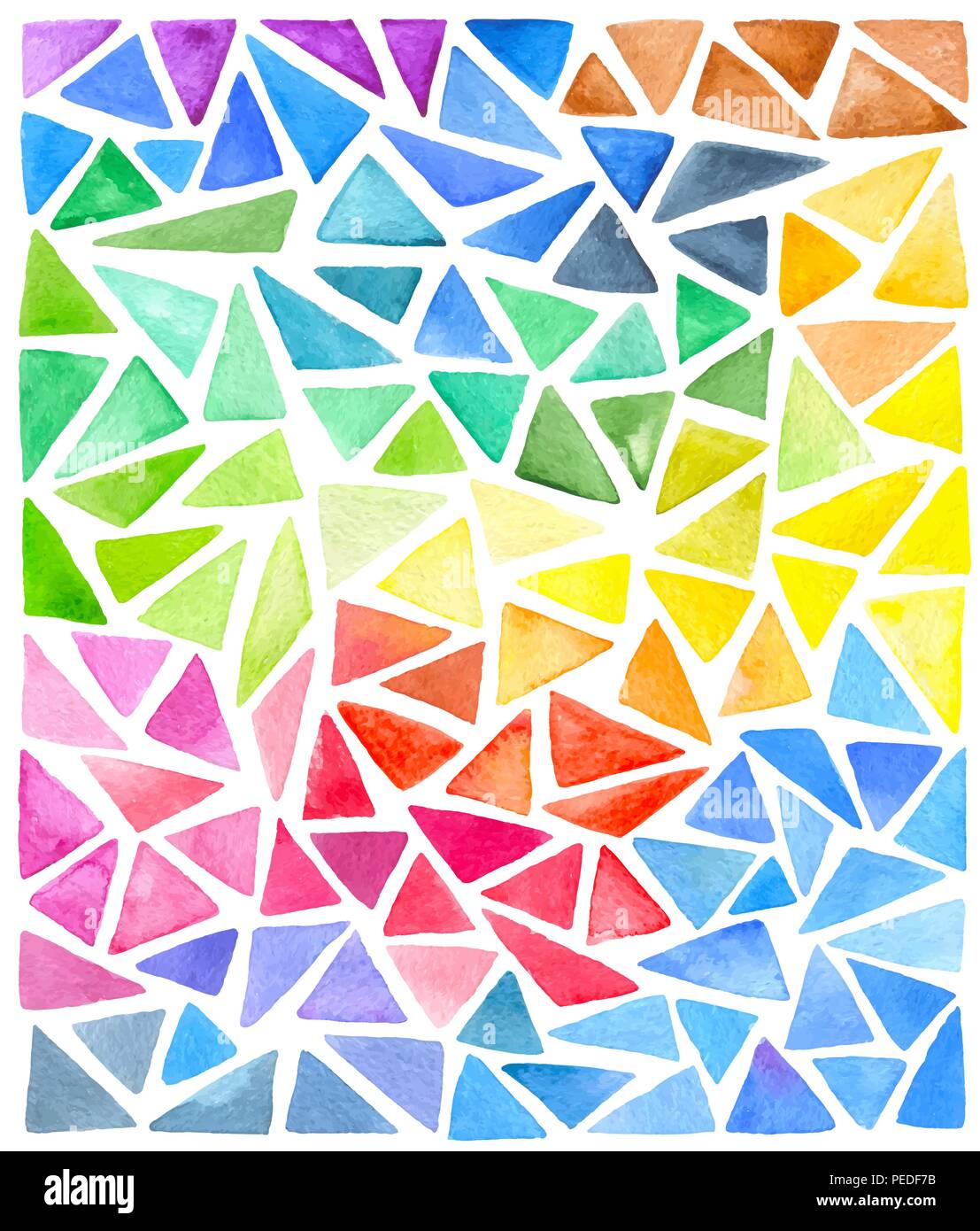 Set of bright vector watercolor triangles isolated on a white ...