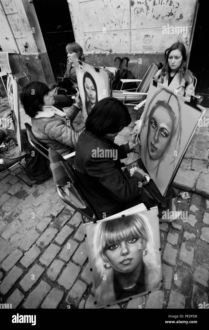 Paris France, Artists in Montmartre paint portraits in 1977 Stock Photo ...