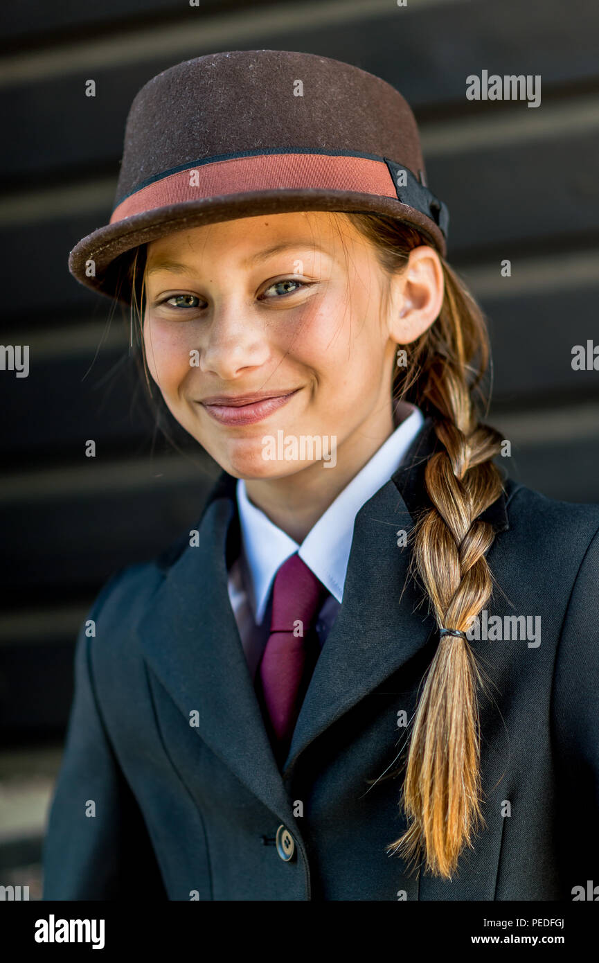 Beautiful child model Bailey works through different looks on a shoot ...
