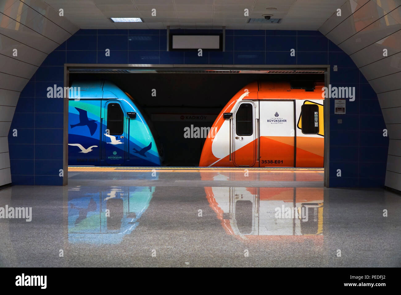 Istanbul, Turkey - August 11, 2018 : Subway train wagons at The Kadikoy ...