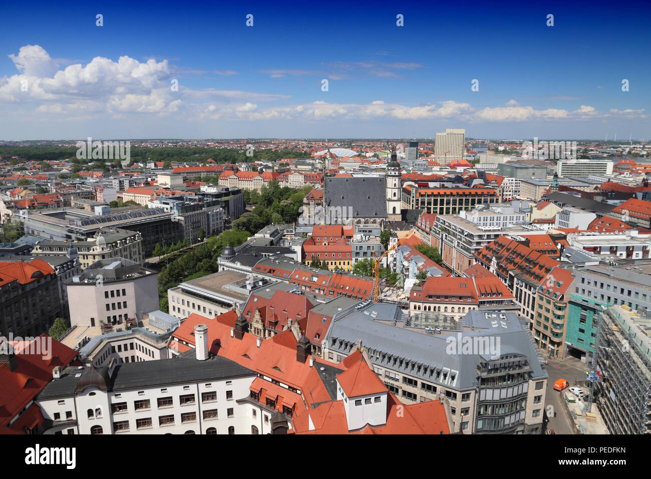 Leipzig, Germany aerial view. Cityscape with Zentrum district Stock ...