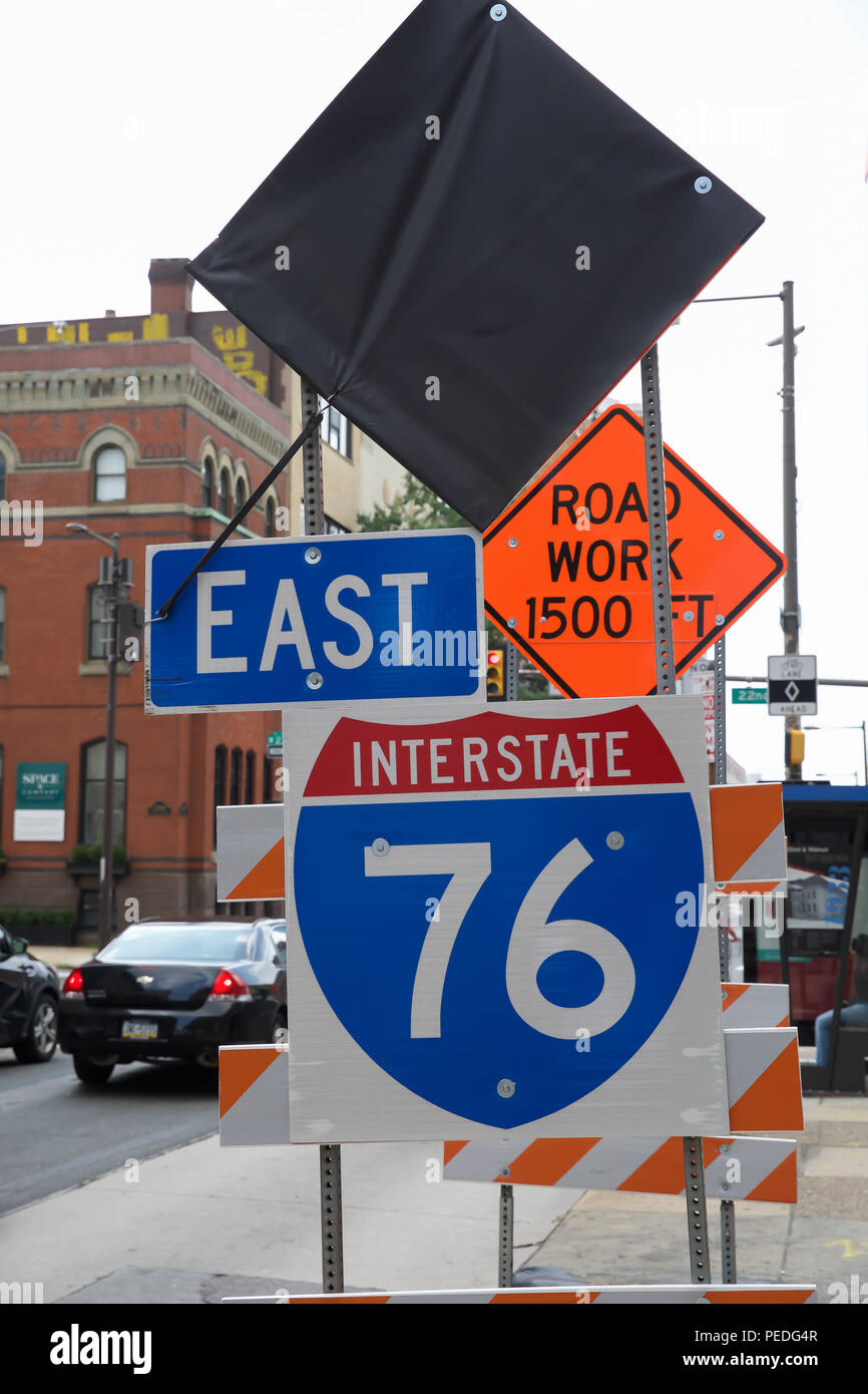 East Interstate 76 sign in Philadelphia, USA Stock Photo - Alamy