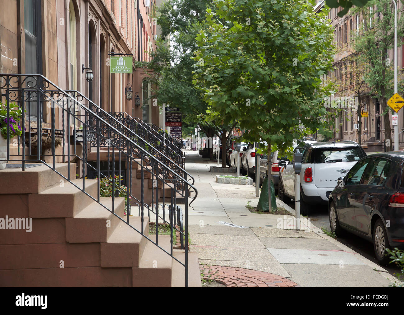 Tree lined street in Philadelphia, USA Stock Photo - Alamy
