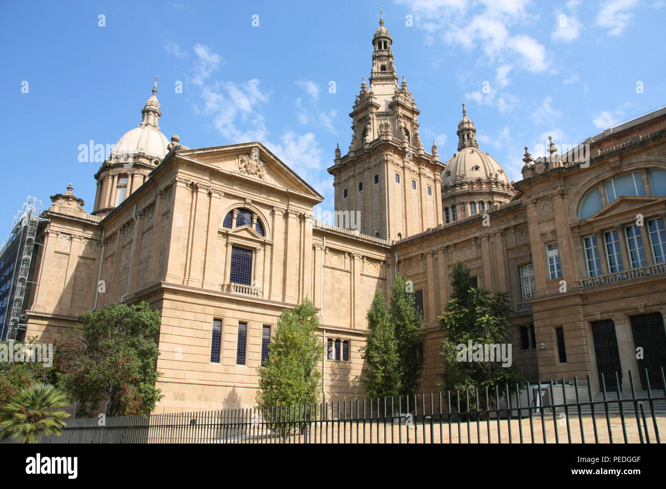 Barcelona, Spain. Famous Palau Nacional building on Montjuic hill Stock ...