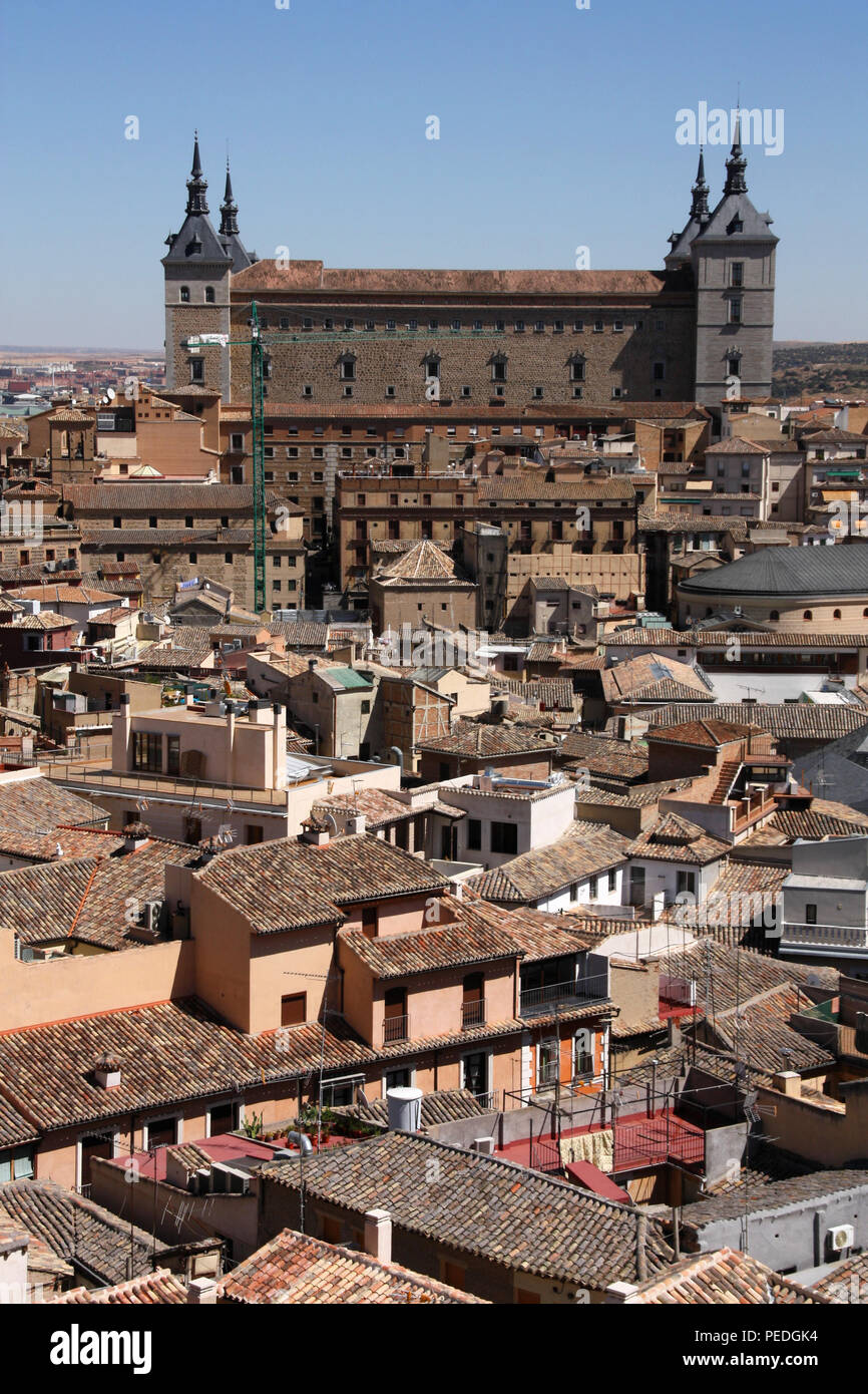 Cityscape of Toledo, Spain. Famous Alcazar building Stock Photo - Alamy