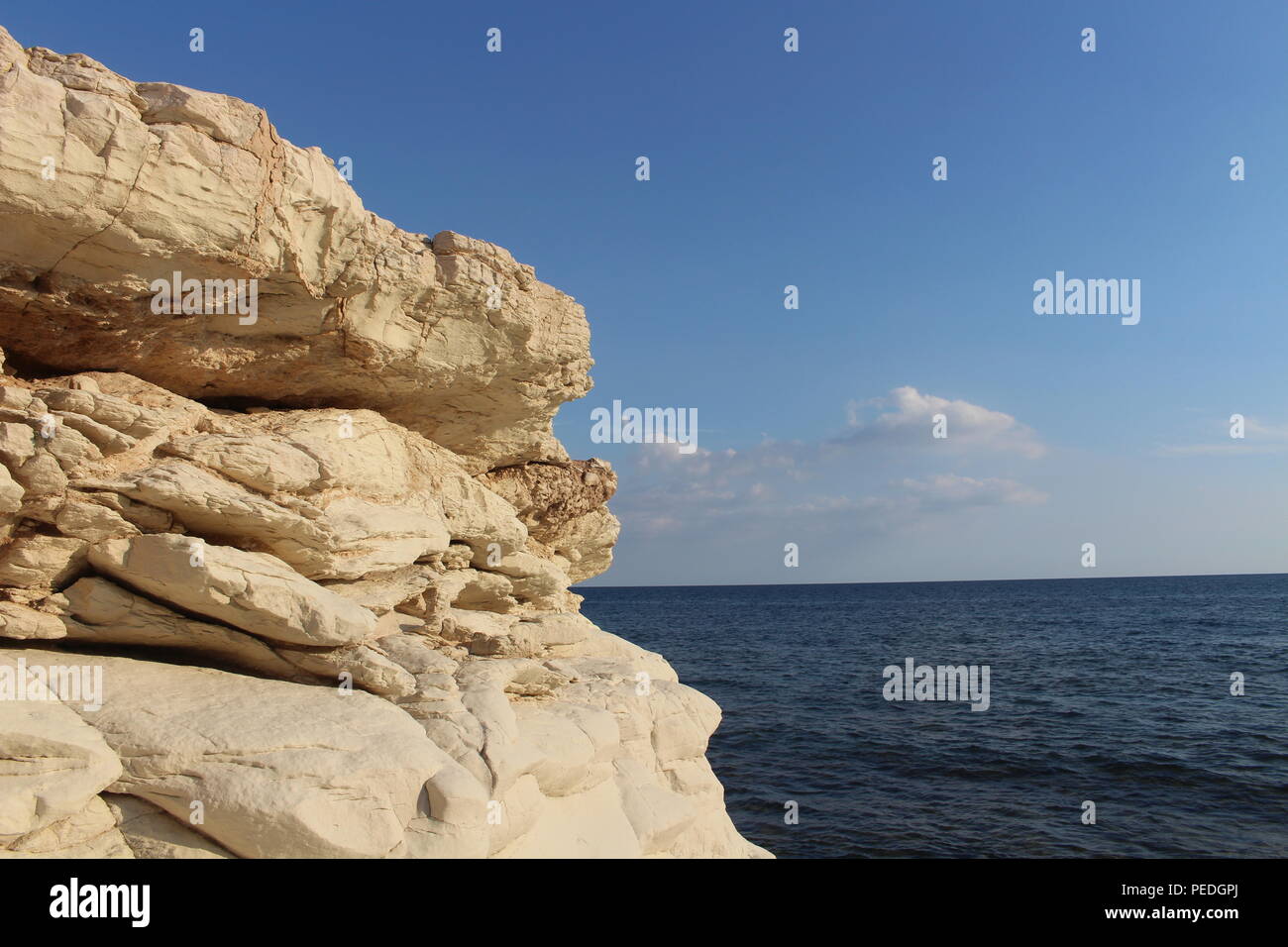 White rocks in Governor's Beach, Cyprus. Beautiful view of the sea with ...