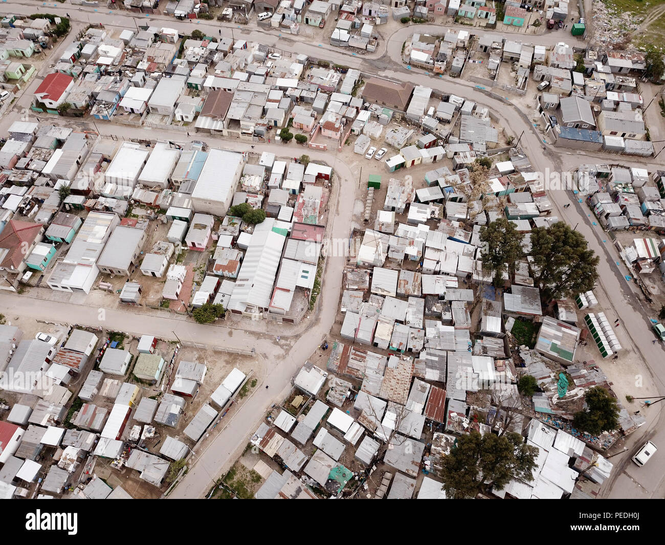 Aerial view over South African township Stock Photo - Alamy