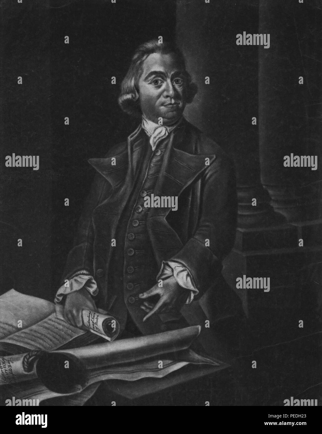 Engraved portrait of Samuel Adams, Founding Father and political leader ...