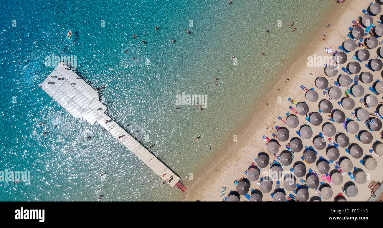 Aerial view at beach at Ammouliani island at Chalkidiki, Greece Stock ...