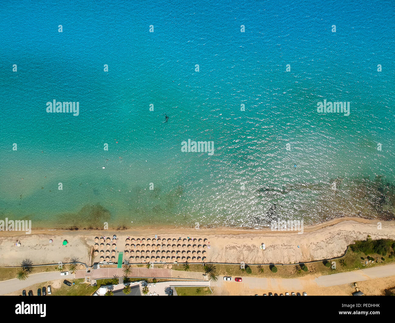 Aerial view at beach at Nea Roda at Chalkidiki, Greece Stock Photo - Alamy