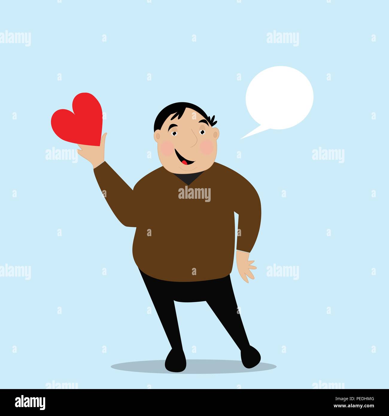 Fat man holds heart in his hand Stock Vector Image & Art - Alamy
