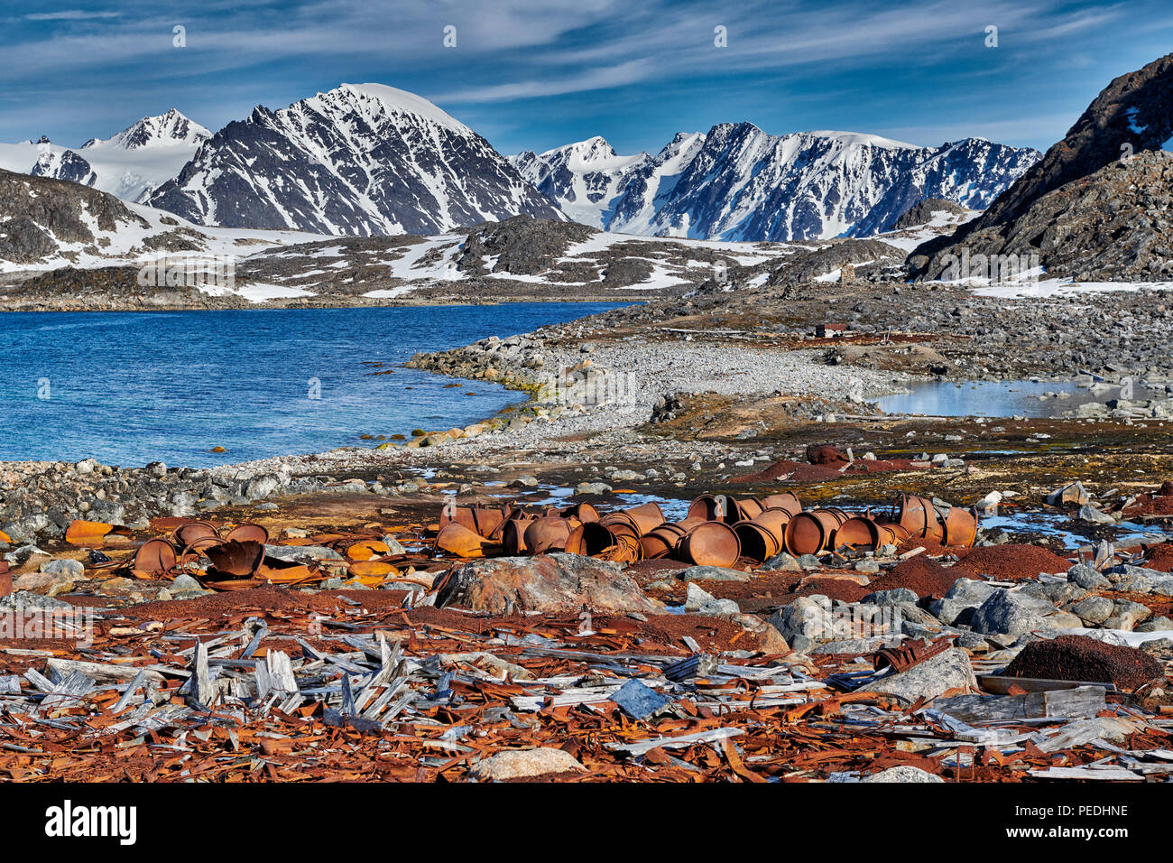 rusty remains on historical site of Virgohamna, Svalbard or Spitsbergen ...