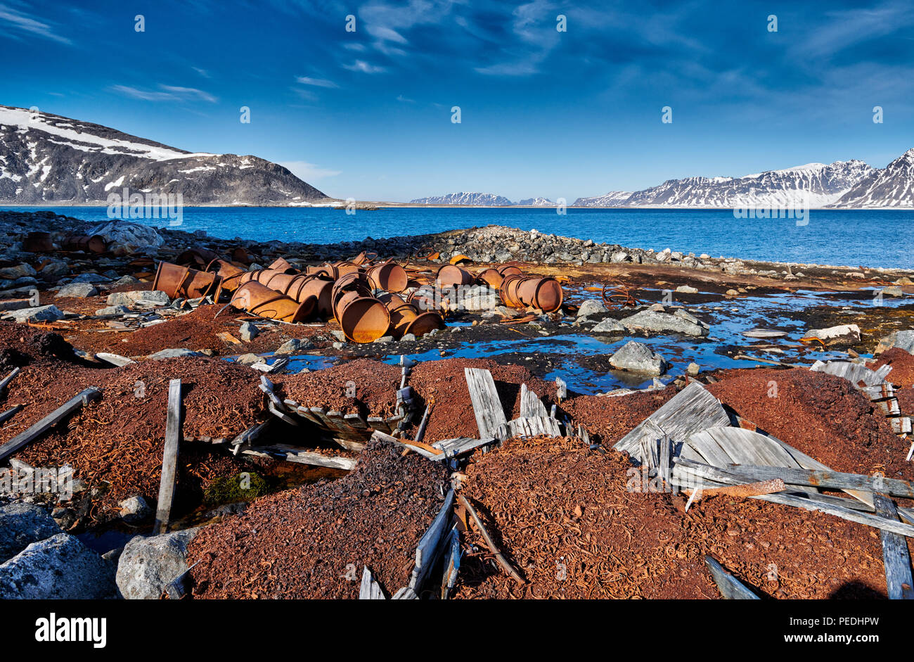 rusty remains on historical site of Virgohamna, Svalbard or Spitsbergen ...