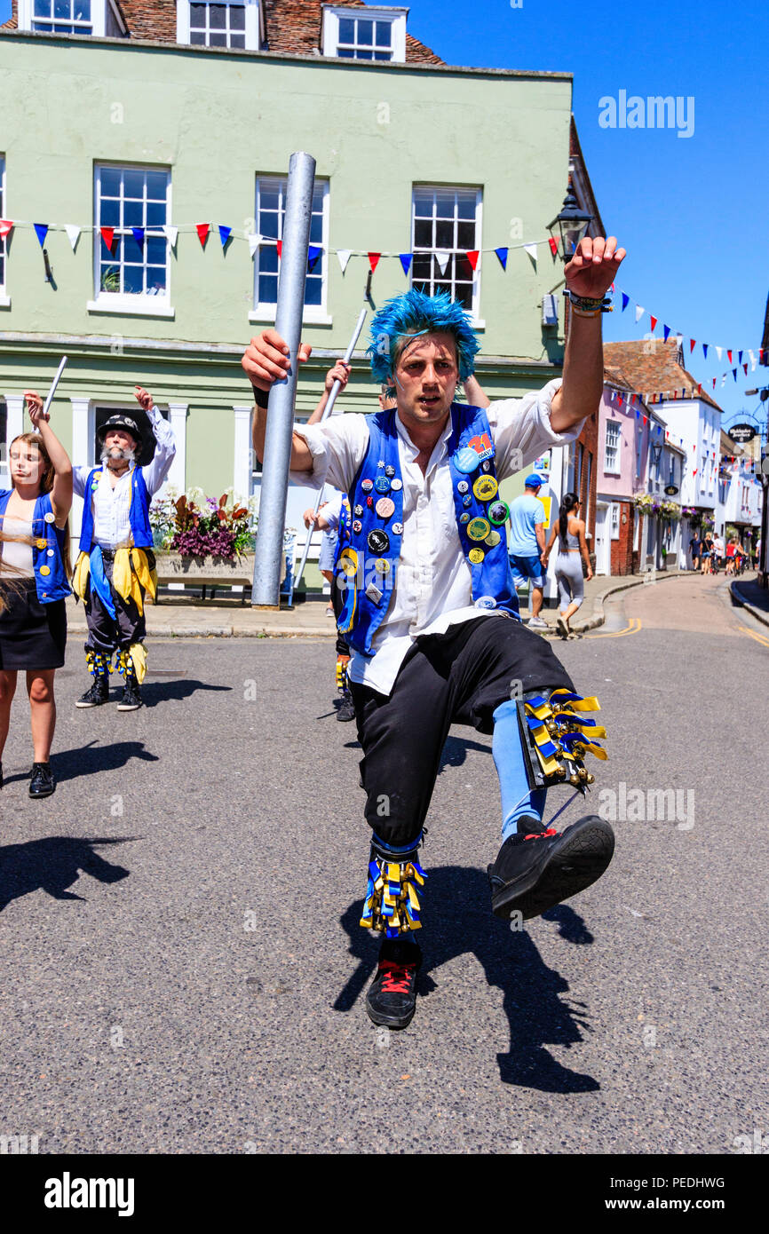 Traditional English folk dancers, the Royal Liberty Morris dance side ...