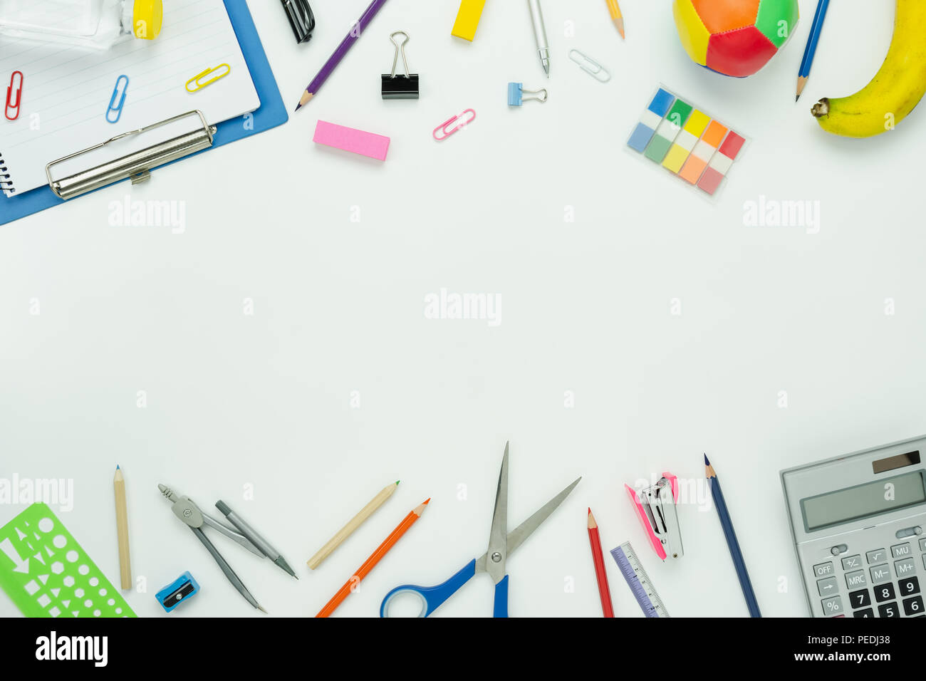 Table top view aerial image of back to school of education season ...