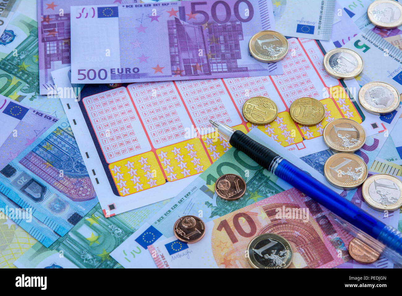 receipt of the lottery and the money earned Stock Photo - Alamy