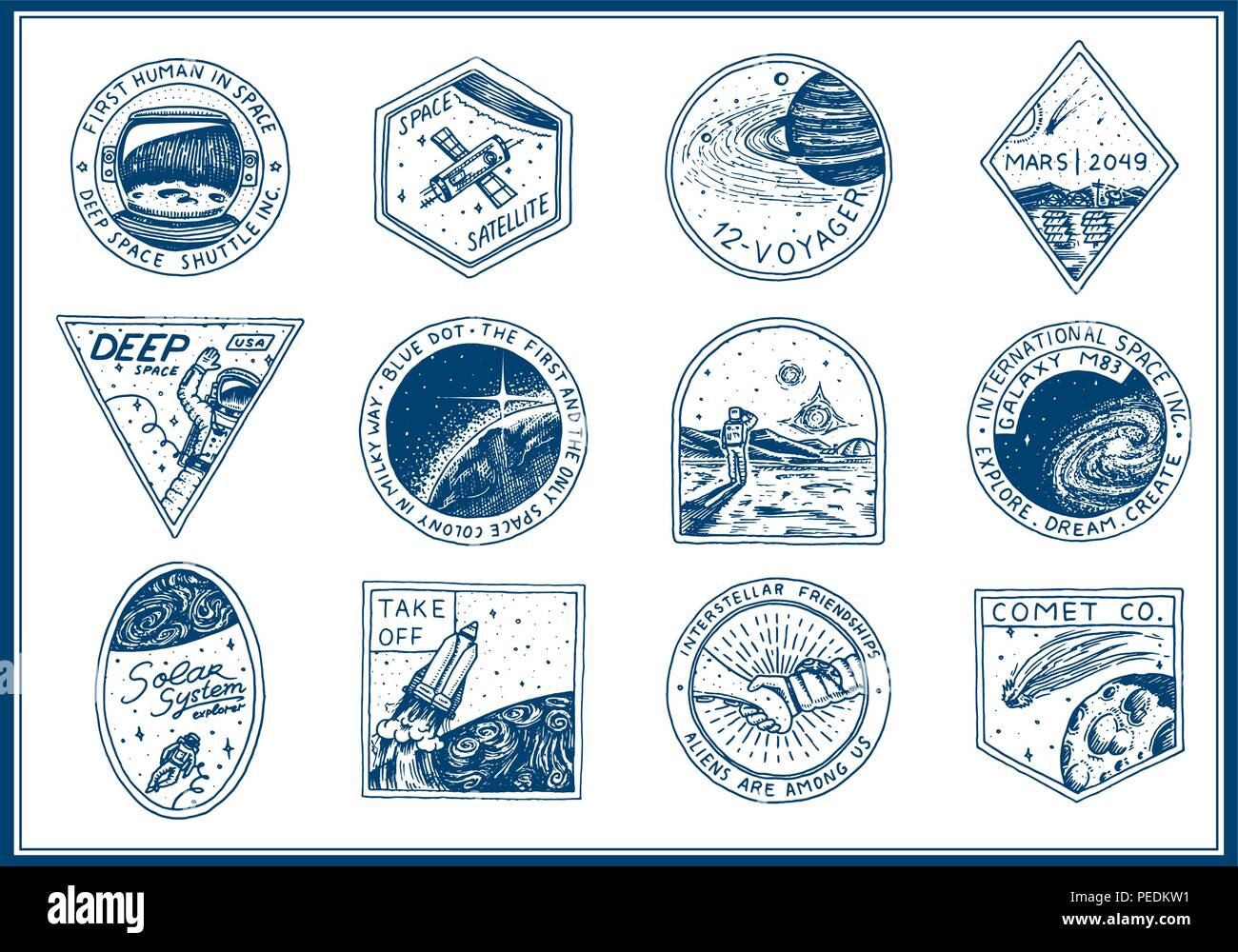 Vintage Space logo. Exploration of the astronomical galaxy. mission ...