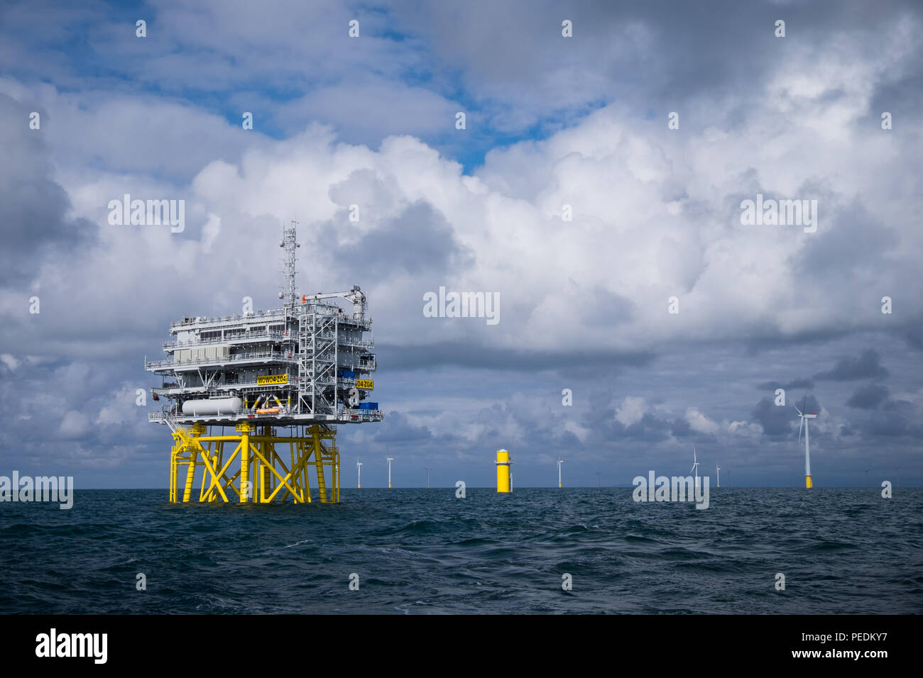 One of two offshore substations (Z04) on the Walney Extension Offshore ...
