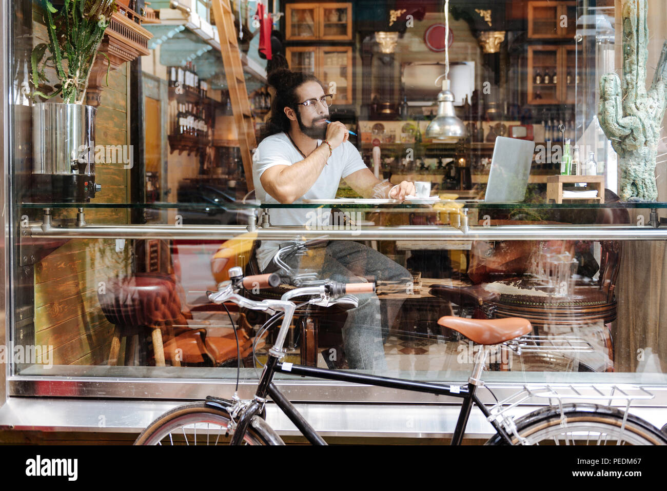 Smart creative man thinking Stock Photo - Alamy