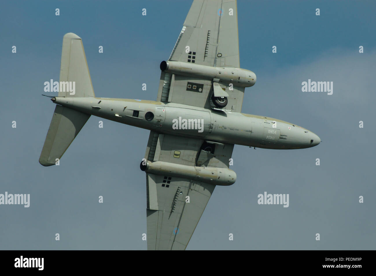 Royal Air Force RAF Canberra vintage jet flying at an airshow. English ...