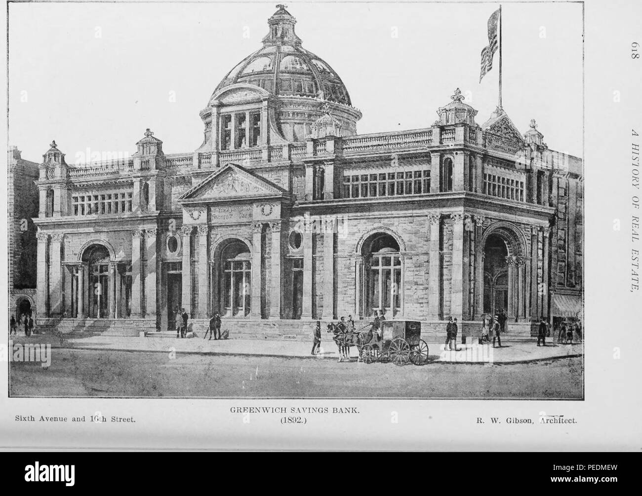 Engraving of the original Greenwich Savings Bank building at 620 6th ...