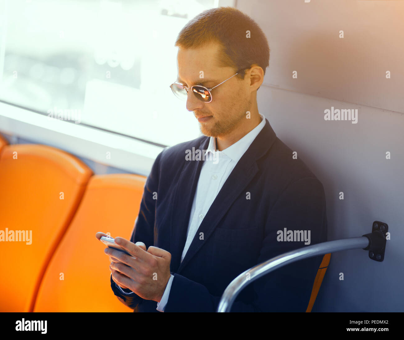 Passenger businessman smartphone in hi-res stock photography and images ...