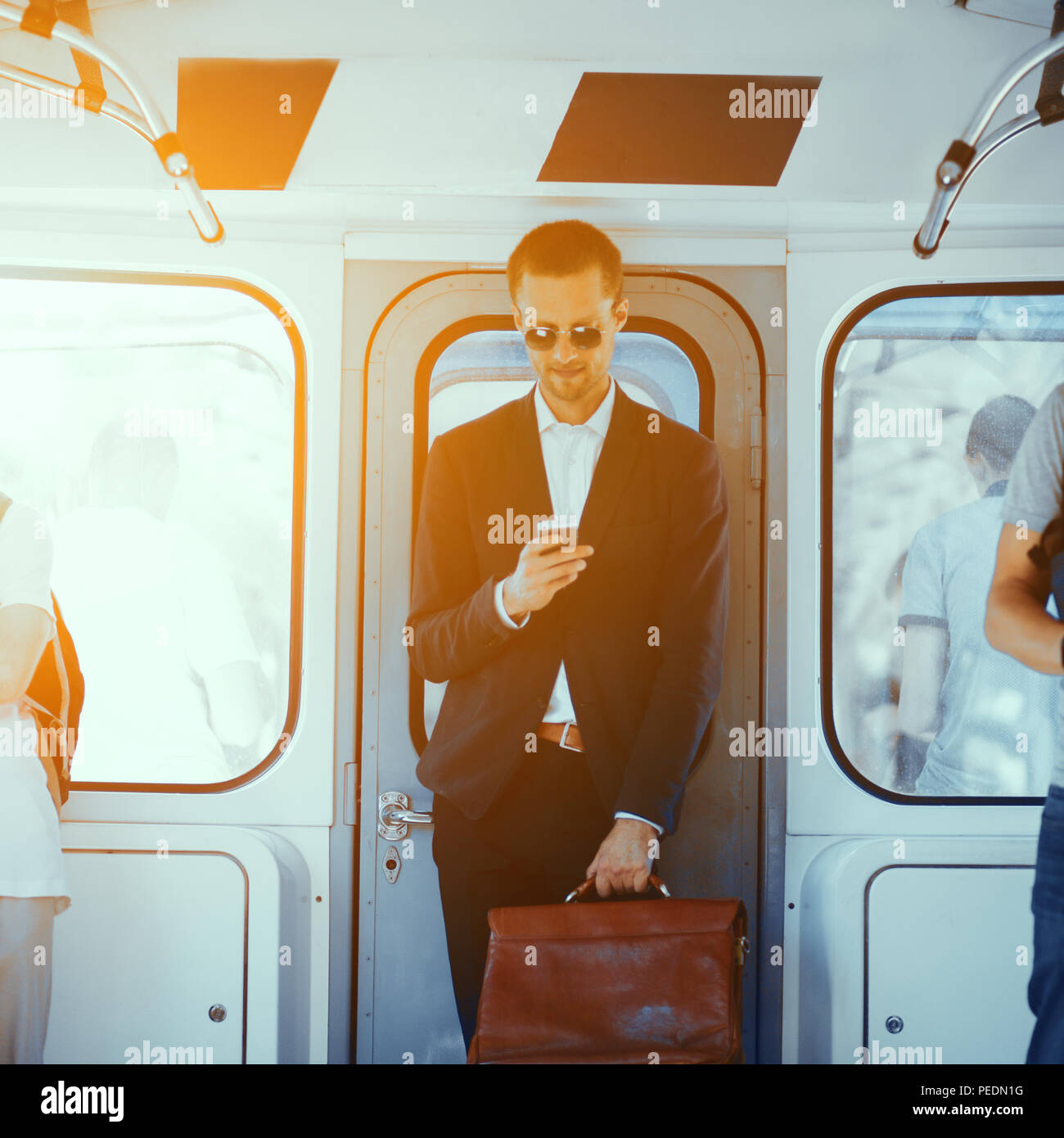 Passenger businessman smartphone in hi-res stock photography and images ...