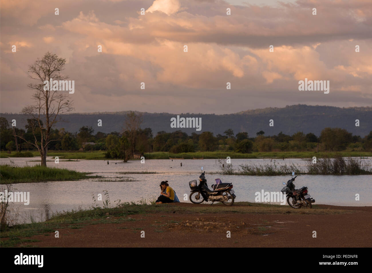 the Ta Mok Lake at the Town of Anlong Veng in the province of Oddar ...