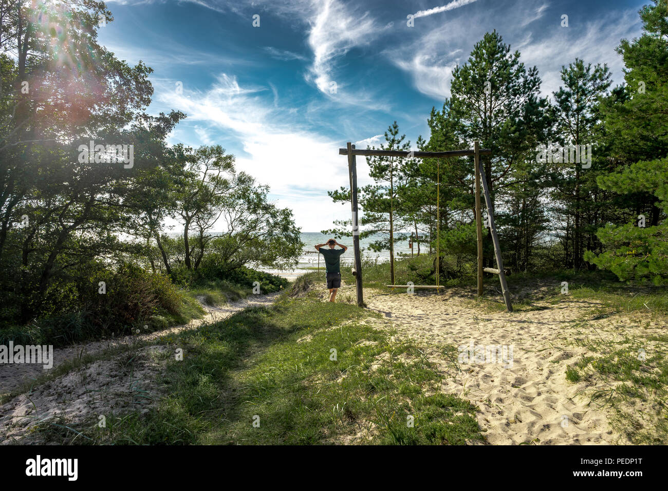 Coastal area in Lithuania Coastal scenery with sandy beach, dunes with ...