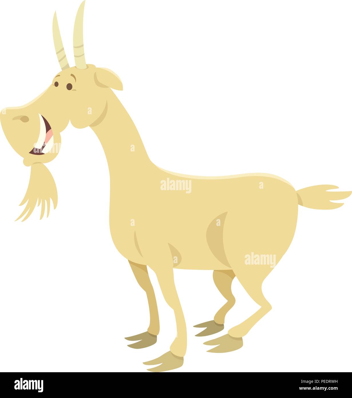 Cartoon Illustration of Happy Goat Farm Animal Character Stock Vector ...