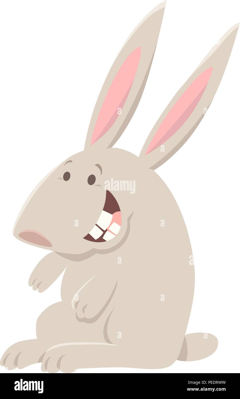 Cartoon Illustration of Funny Rabbit or Bunny Animal Character Stock ...