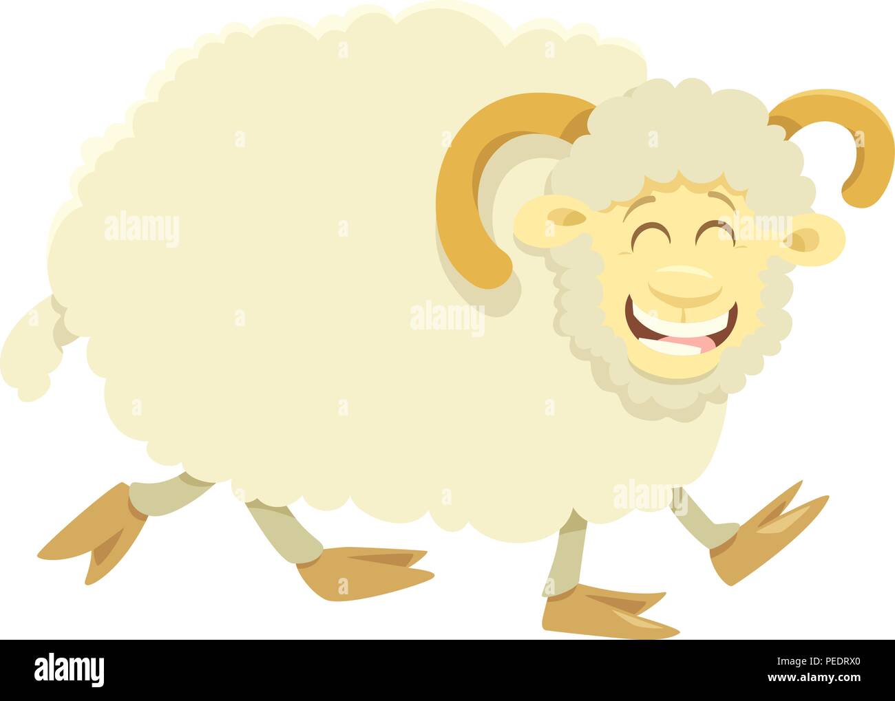 Cartoon Illustration of Happy Ram Farm Animal Character Stock Vector ...