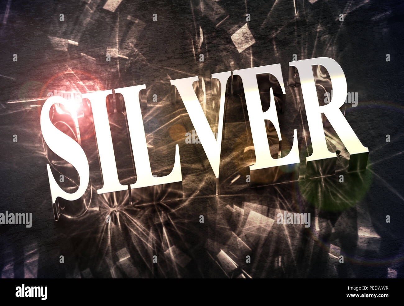'SILVER' word with caustic light Stock Photo - Alamy