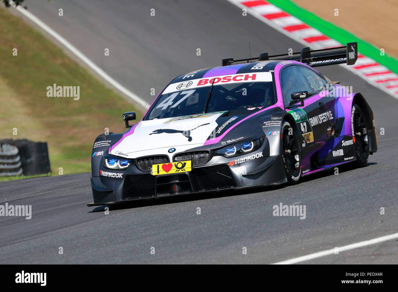 Joel Eriksson in his BMW at the DTM Race 2018 at Brands Hatch Circuit ...
