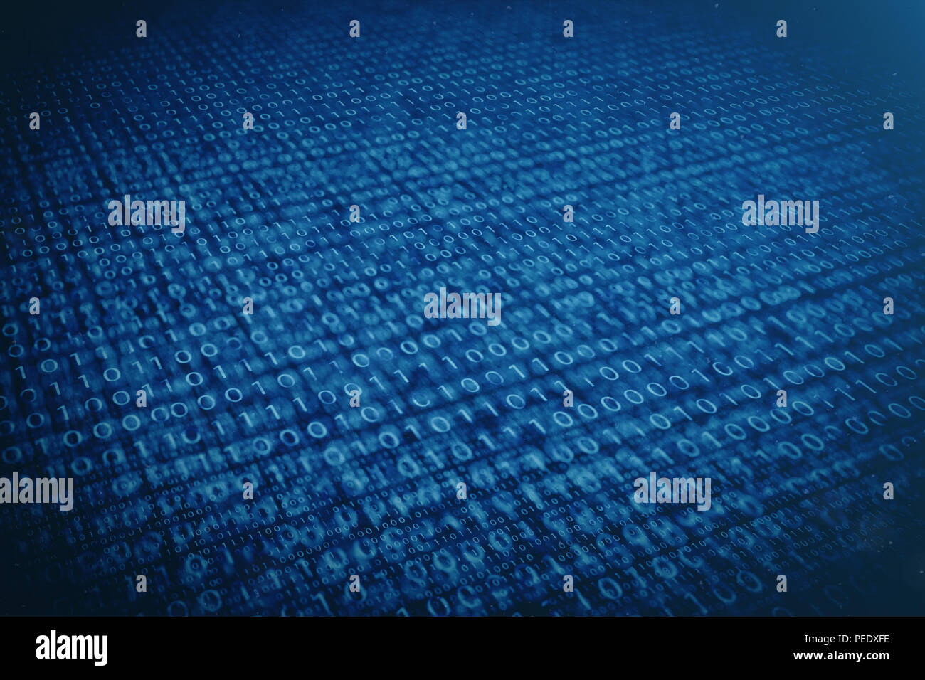3D illustration binary code on blue background. Bytes of binary code ...