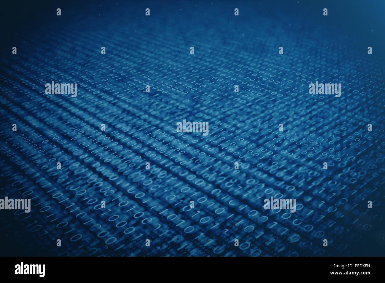 3D illustration binary code on blue background. Bytes of binary code ...