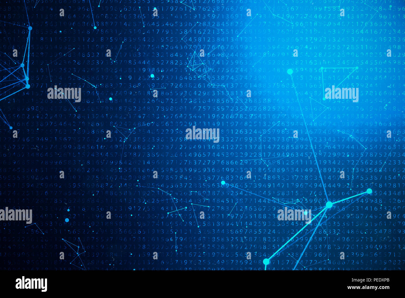 3D illustration digital code on blue background. Concept code ...